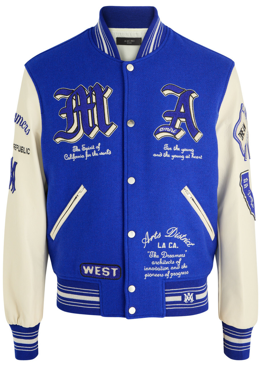 Amiri Dream Team Appliquéd Wool-blend Varsity Jacket Blue Amiri
