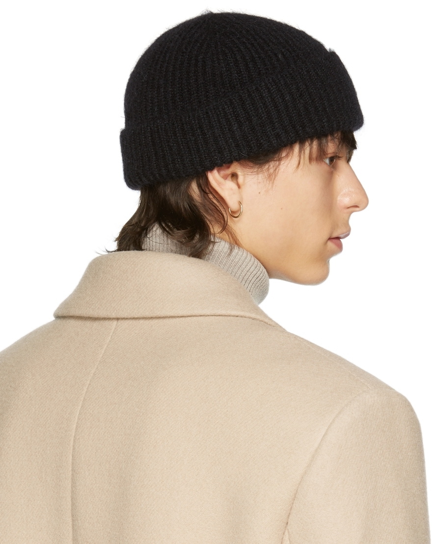 AMI Paris Black Mohair & Wool Beanie AMI