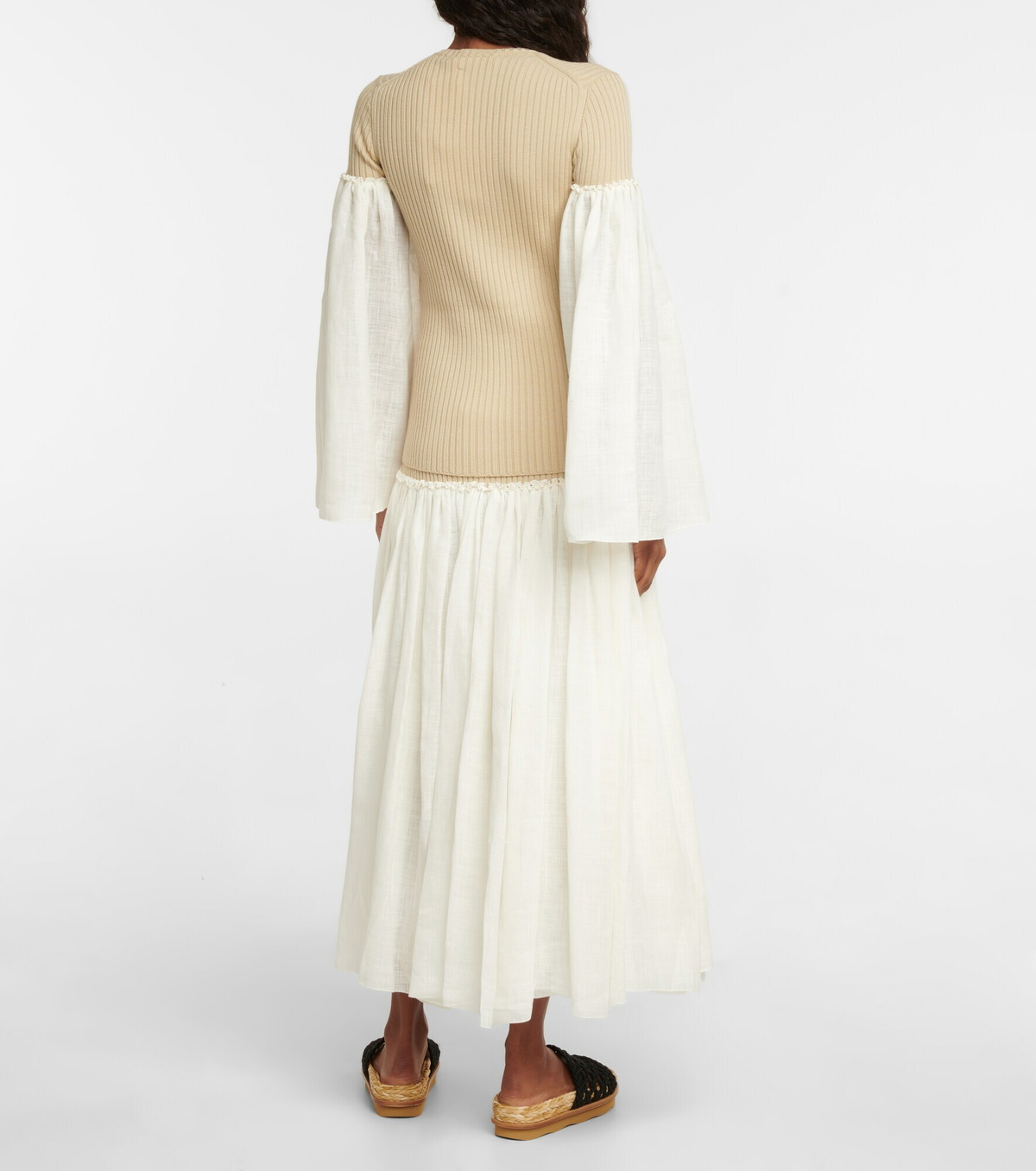 Chloe - Wool and cashmere top with linen and silk sleeves Chloe