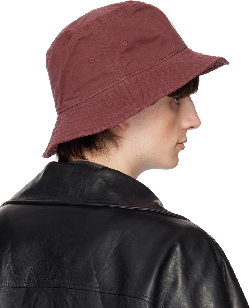 Acne Studios Burgundy Embroidered Bucket Hat Acne Studios