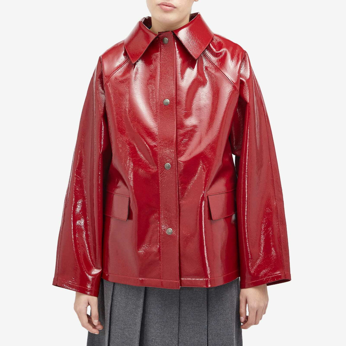 KASSL Editions Women's kassl Original Hip Lacquer Wool Jacket in Red ...