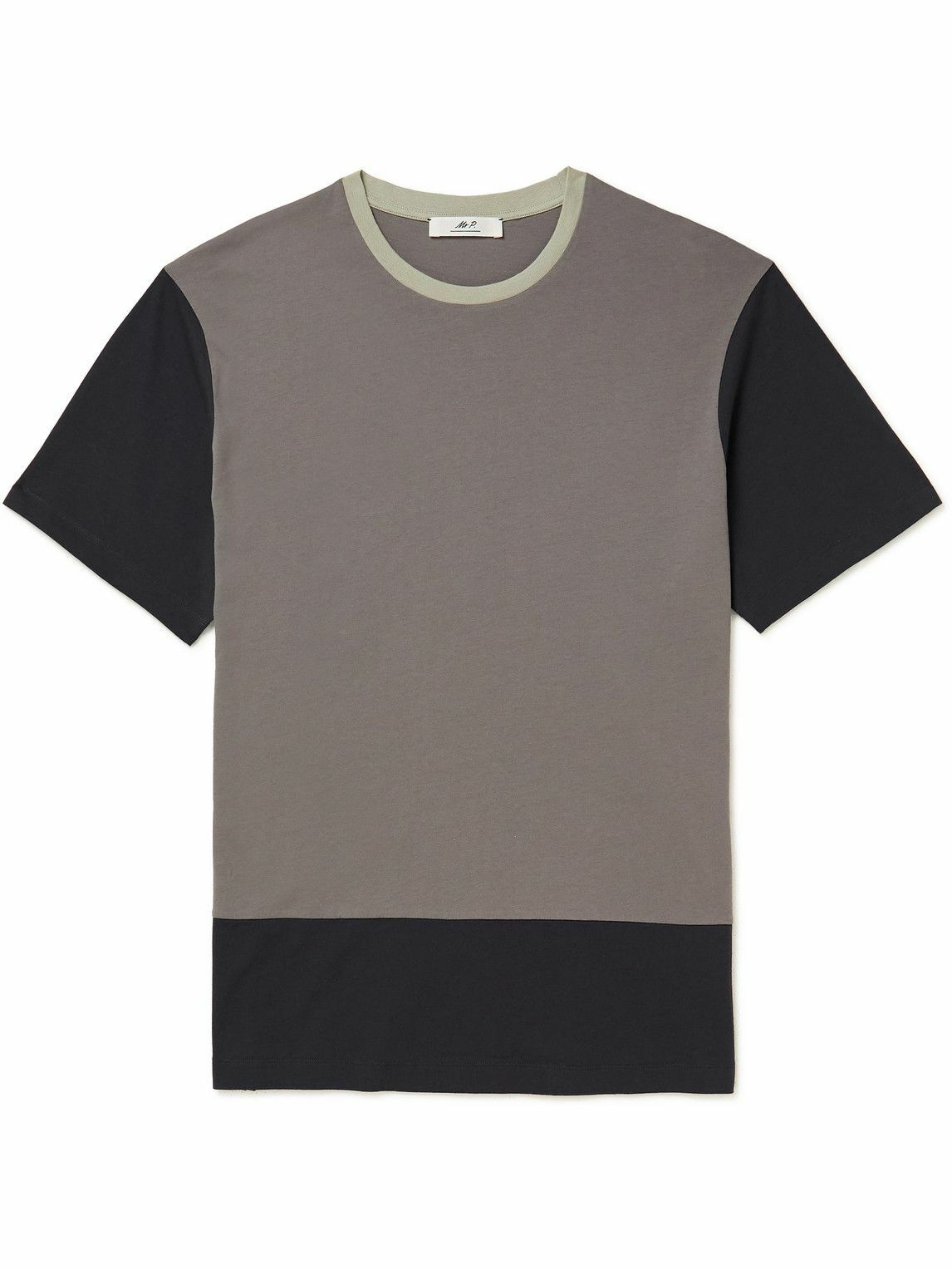 Mr P. - Colour-Block Cotton-Jersey T-Shirt - Blue Mr P.