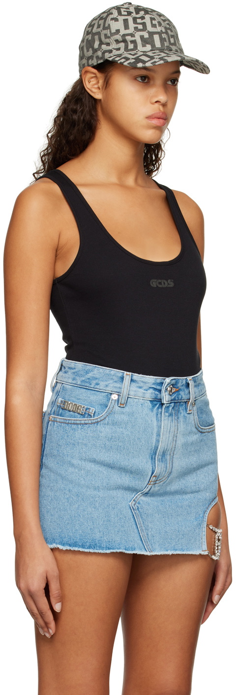 GCDS Black Scoop Neck Bodysuit GCDS