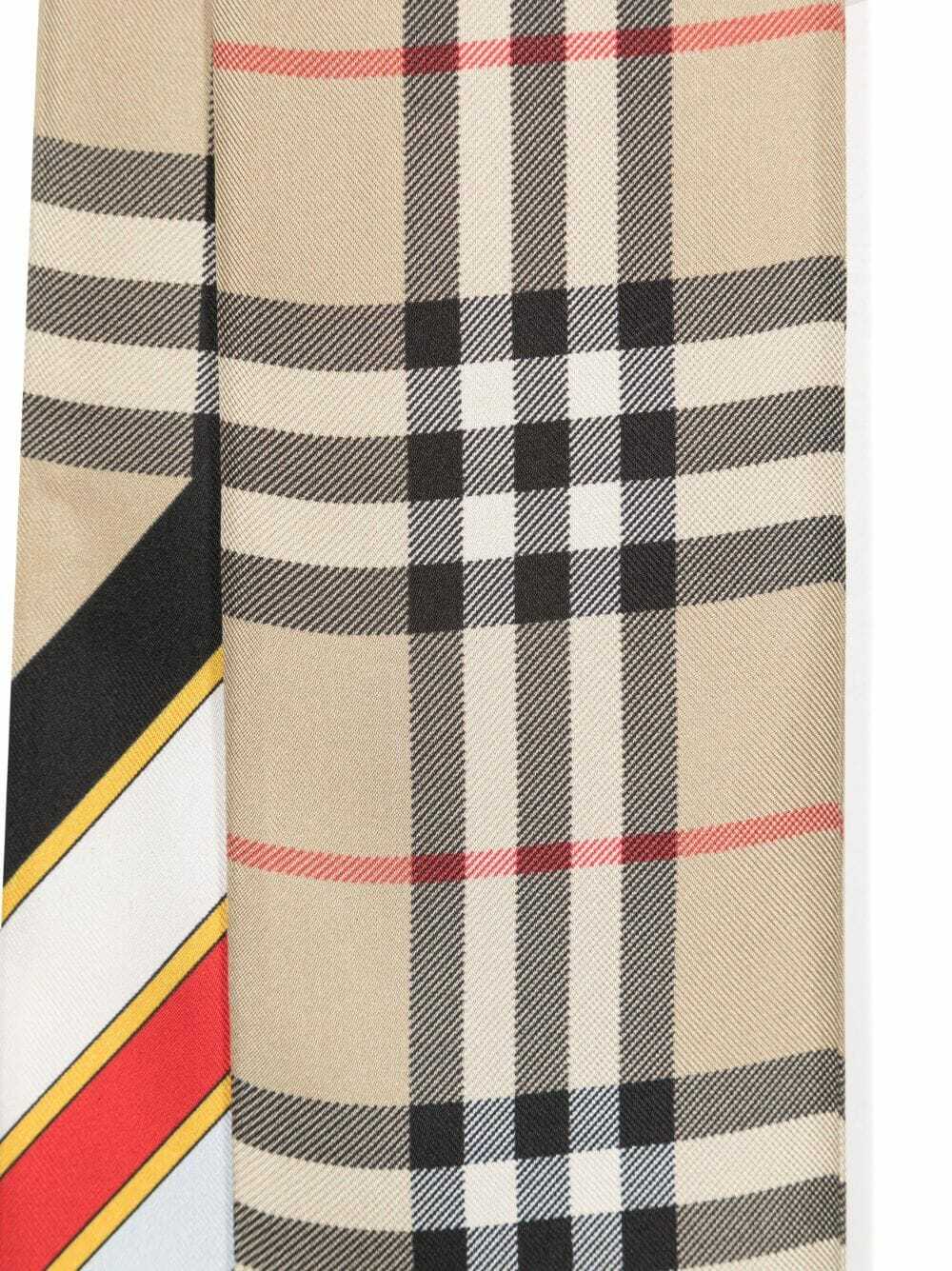 BURBERRY - Check Motif Silk Foulard Burberry