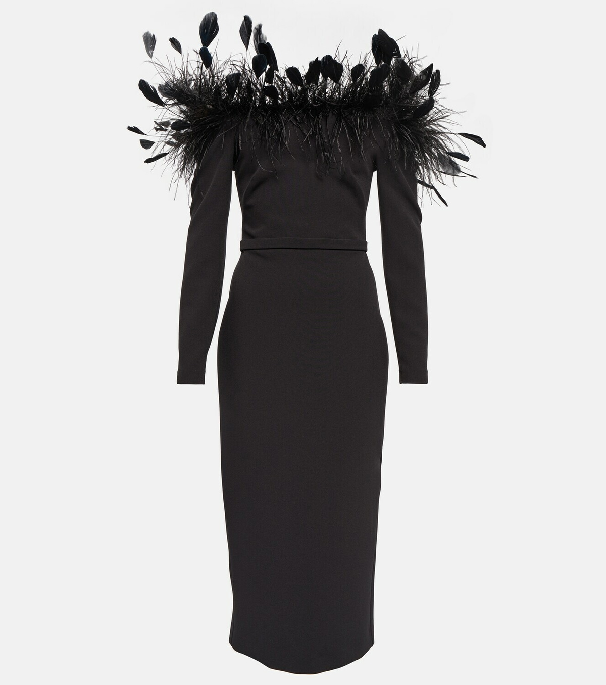 Safiyaa Feather-trimmed midi dress Safiyaa
