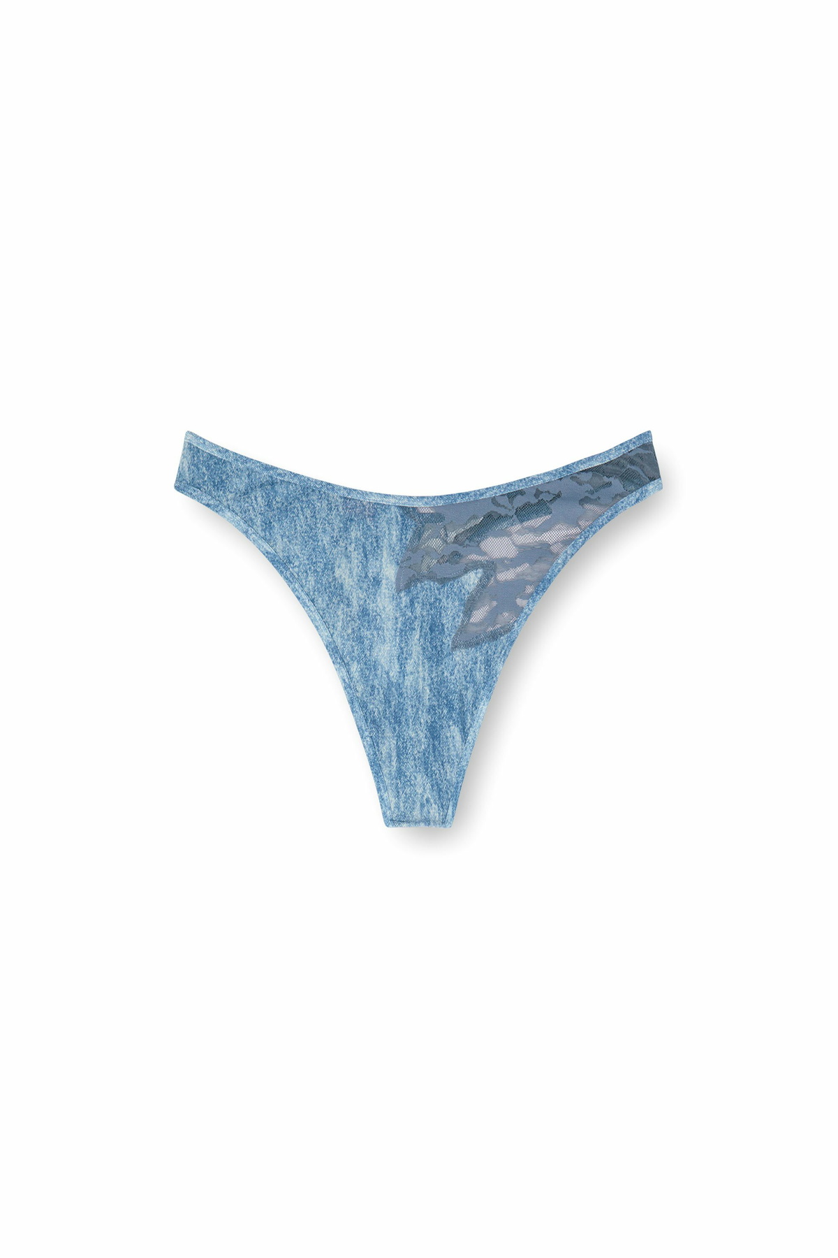 Diesel Thong in microfibre and camo lace - Strings Womens in Blue Diesel