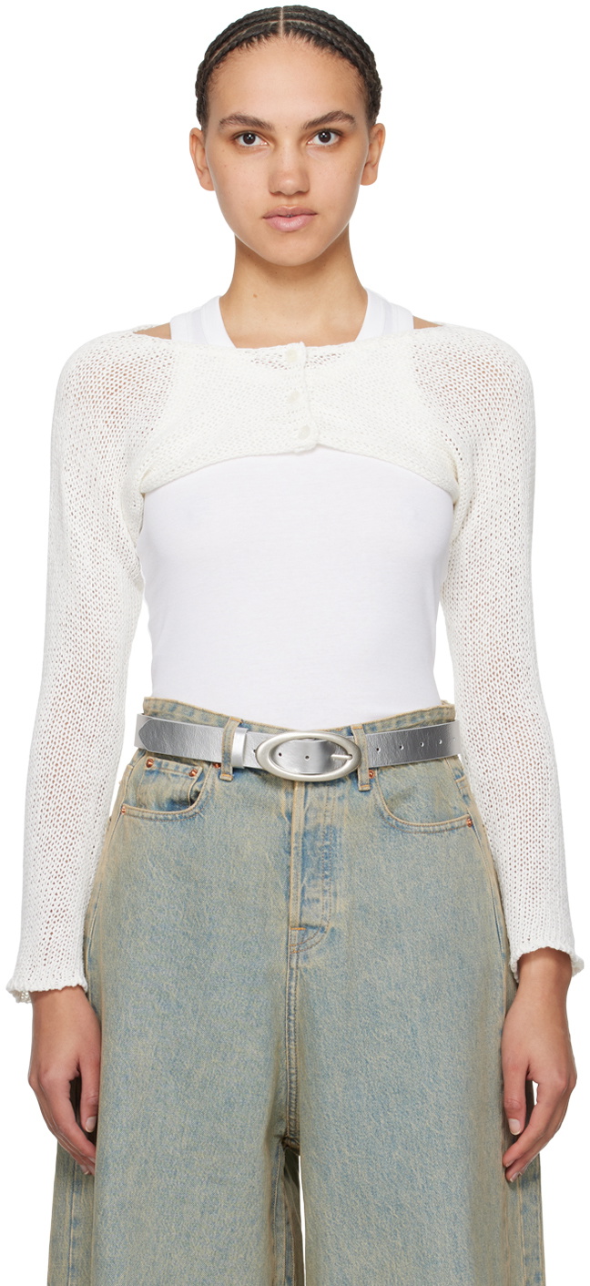 OPEN YY SSENSE Exclusive White Bolero Cardigan OPEN YY