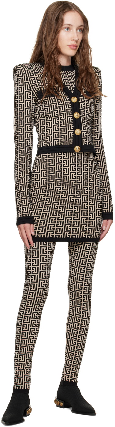 Balmain Beige & Black Monogram Cardigan Balmain