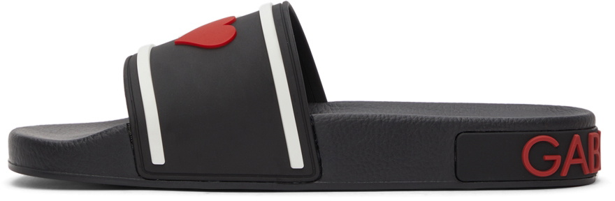 Dolce & Gabbana Black 'I Love D&G' Slides Dolce & Gabbana