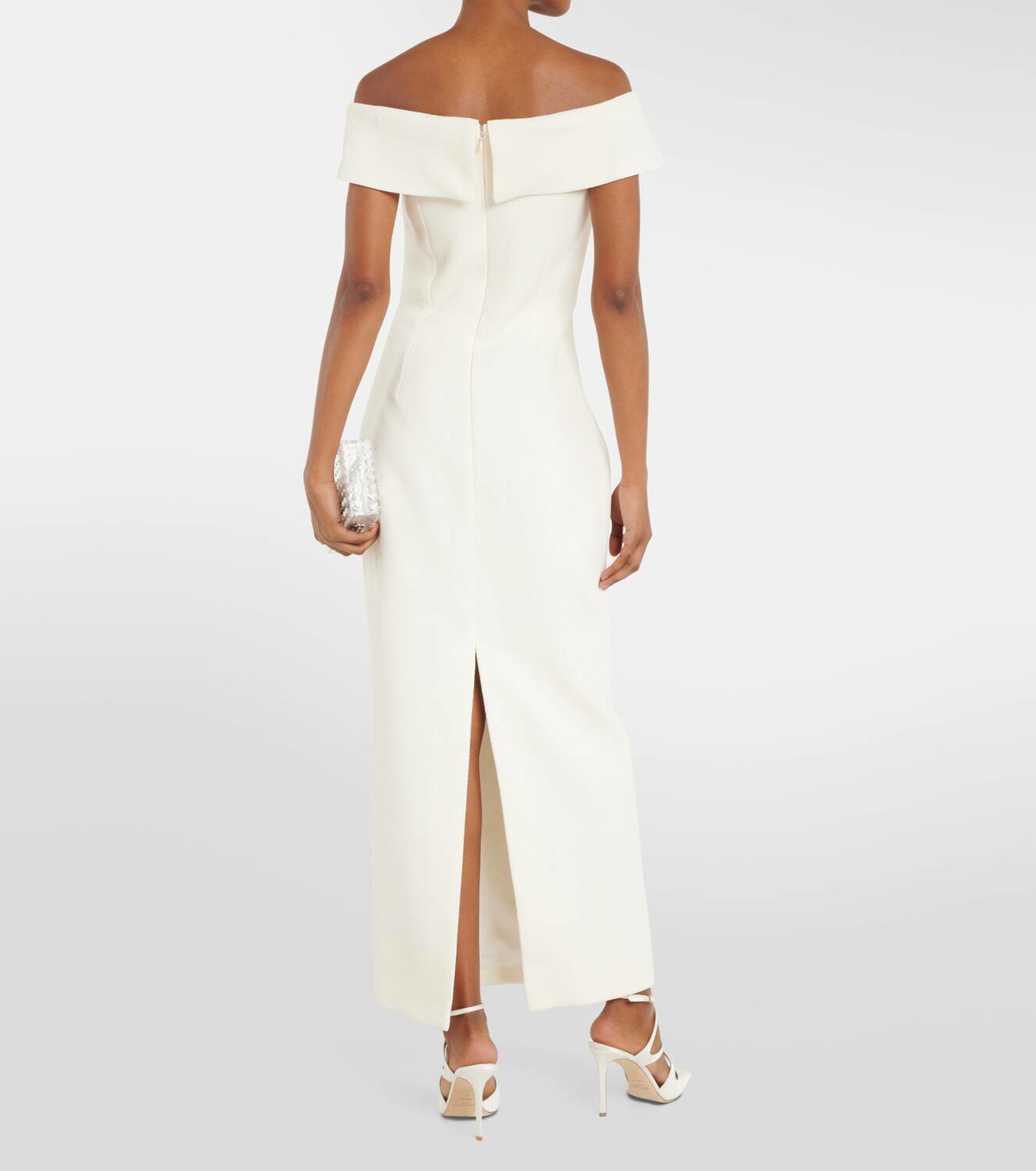 Emilia Wickstead Bridal Sandra off-shoulder crêpe midi dress Emilia ...