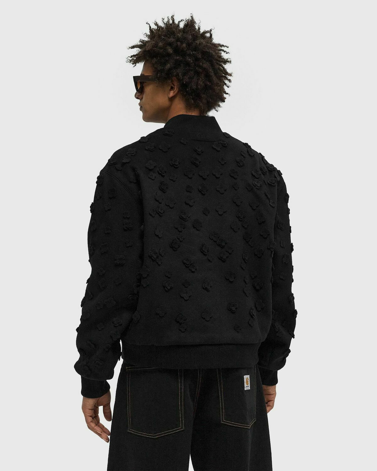 Arte Antwerp Flower Wool Jacket Black Mens Bomber Jacket Arte Antwerp