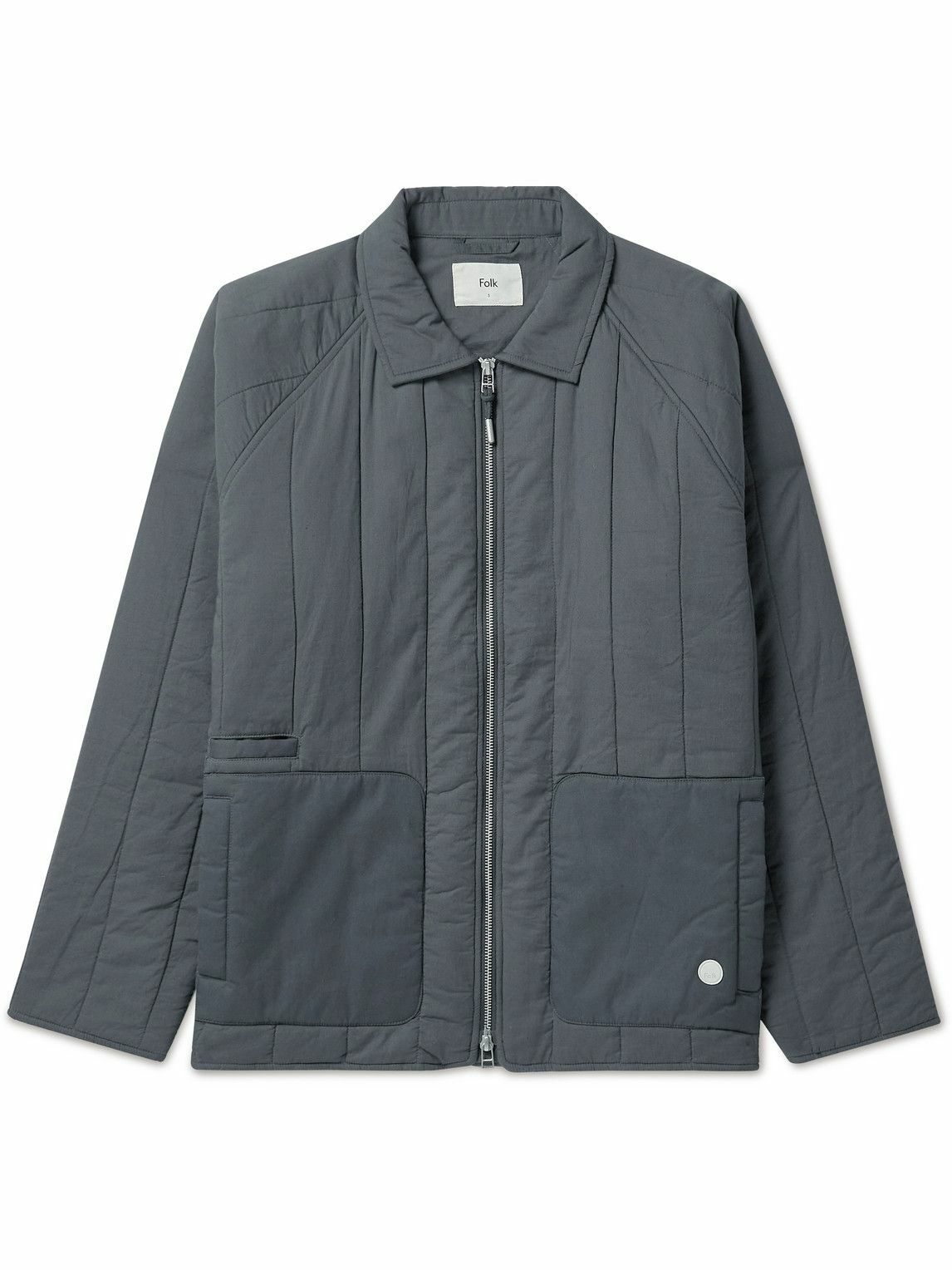 Folk - Panelled Padded Cotton-Twill Jacket - Blue Folk