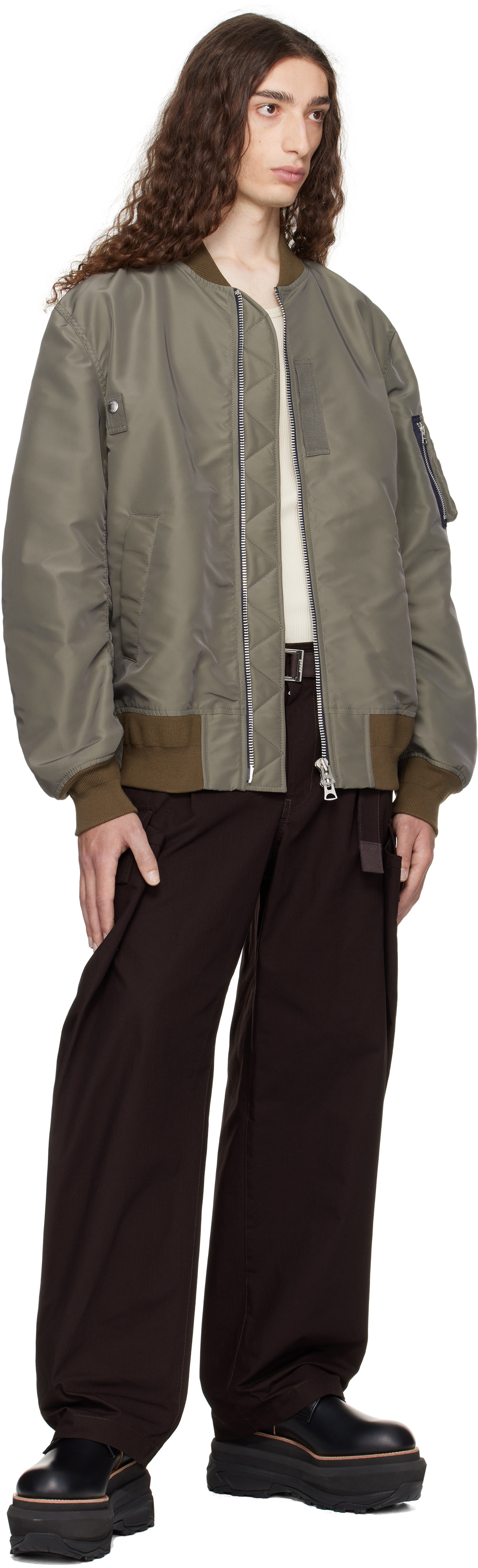 sacai Brown Rip Stop Cargo Pants Sacai