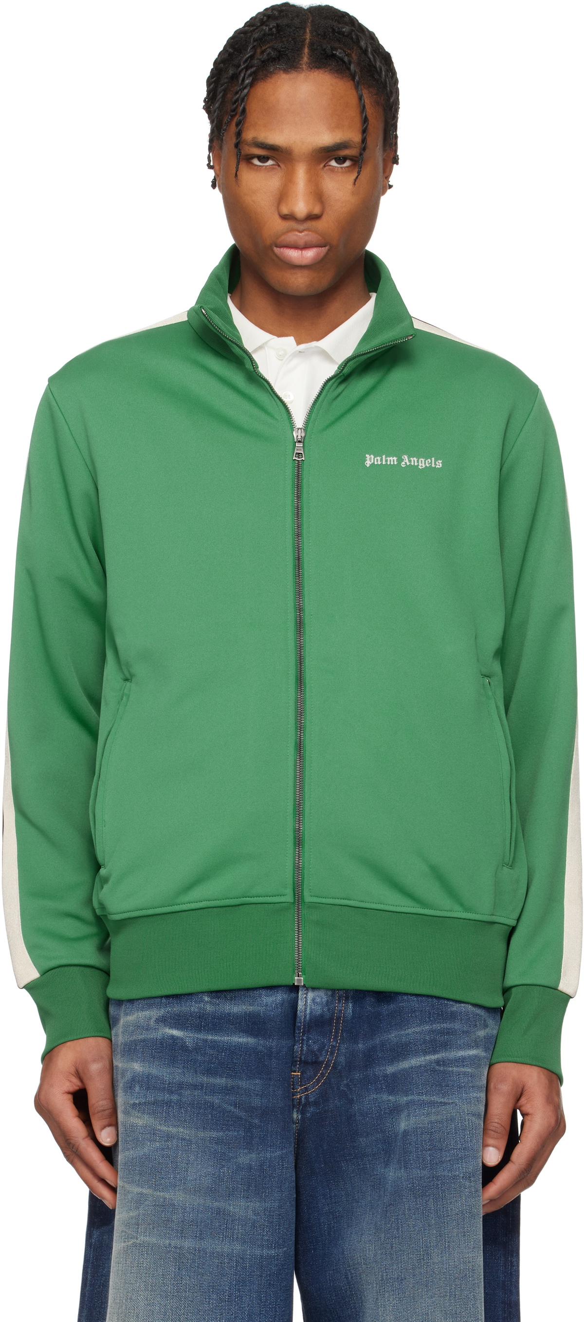 Palm Angels Green Embroidered Logo Track Jacket Palm Angels