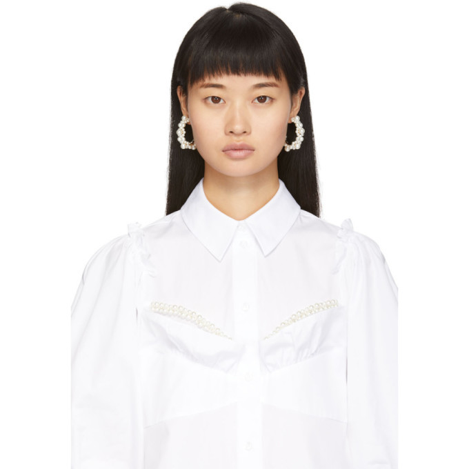 Simone Rocha Gold Pearl Daisy Hoop Earrings Simone Rocha
