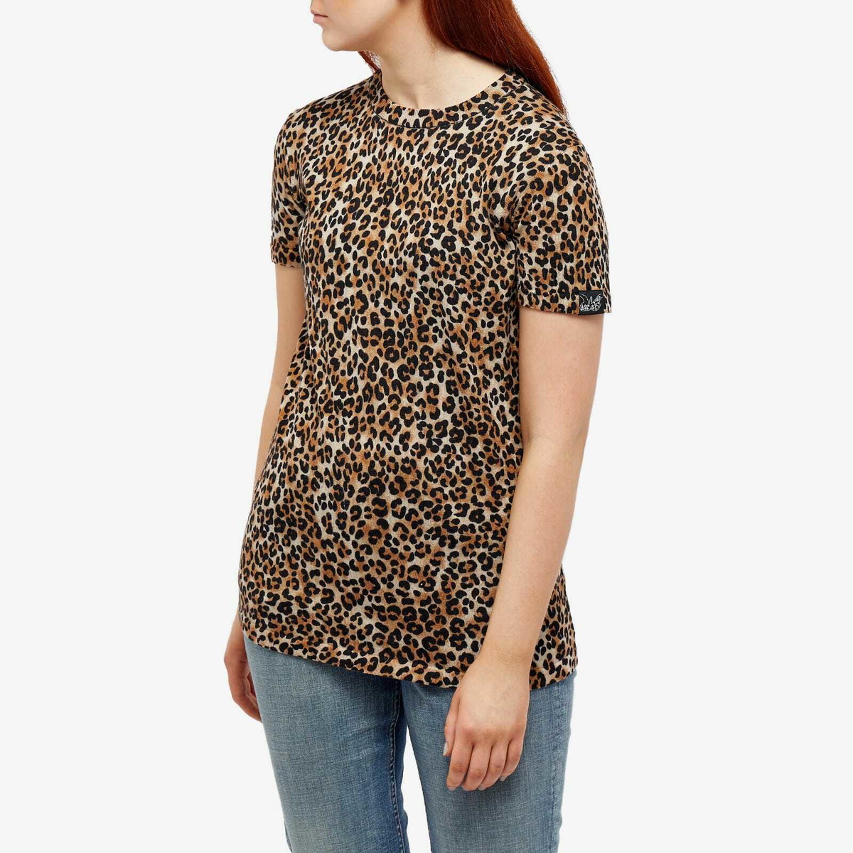 Martine Rose Women's Shrunken T-Shirt in Brown Leopard Martine Rose