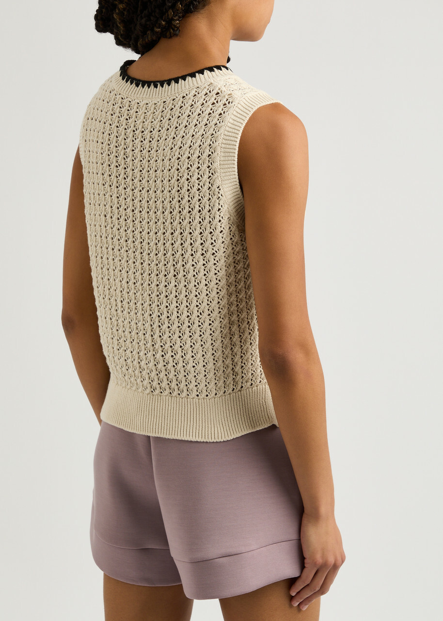 Varley Delaney Open-knit Cotton Vest Cream Varley