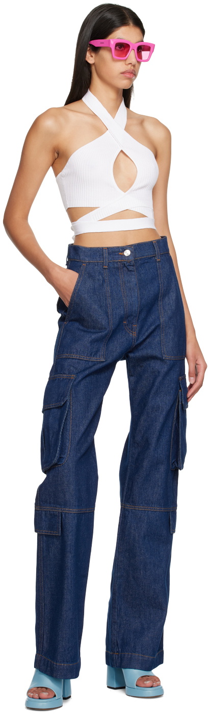 MSGM Blue Solid Cargo Jeans MSGM