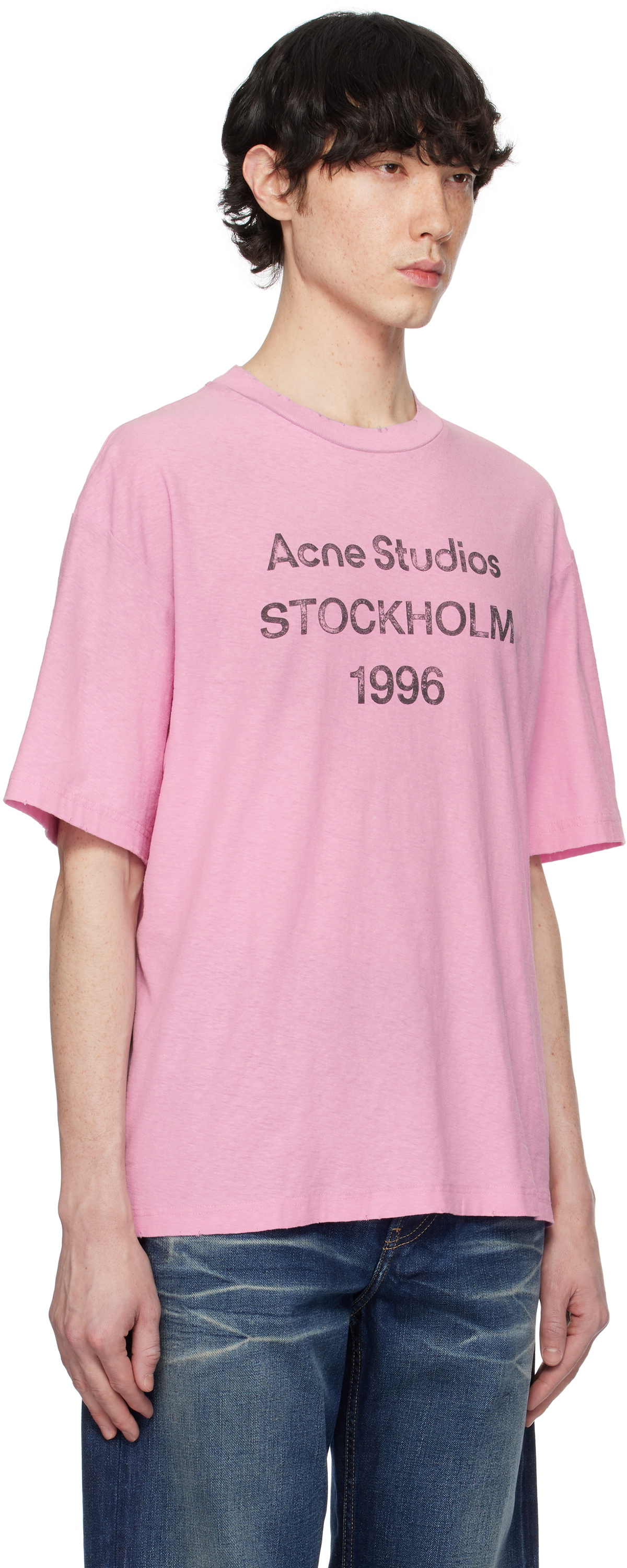 Acne Studios Pink Relaxed Fit Logo T shirt Acne Studios