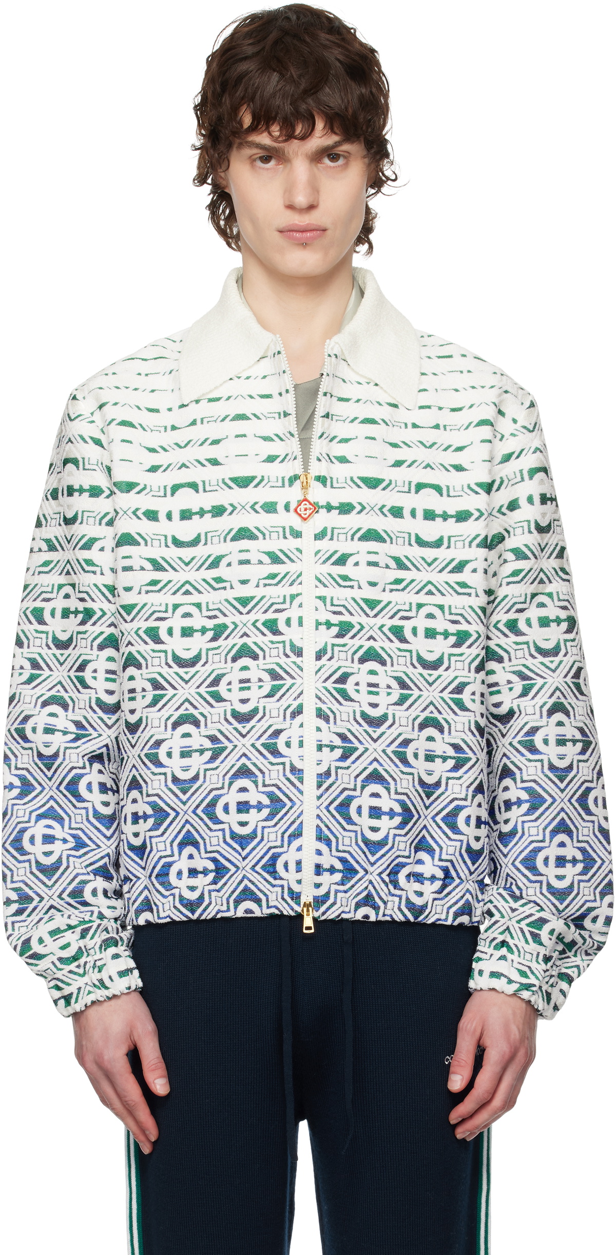 Casablanca White Monogram Gradient Towelling Jacket Casablanca