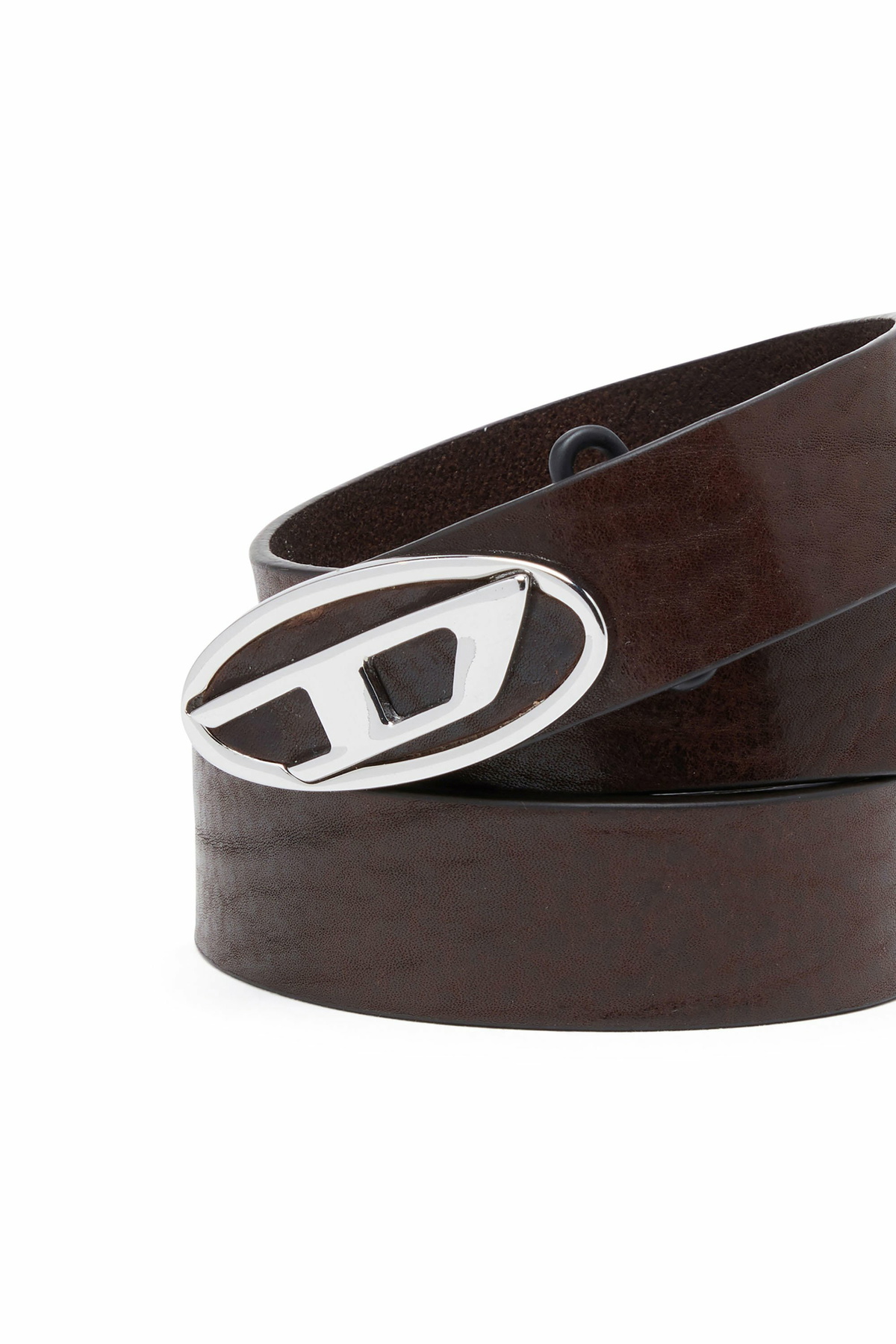 Diesel Leather belt with Oval D logo - Belts Mens in Brown Diesel