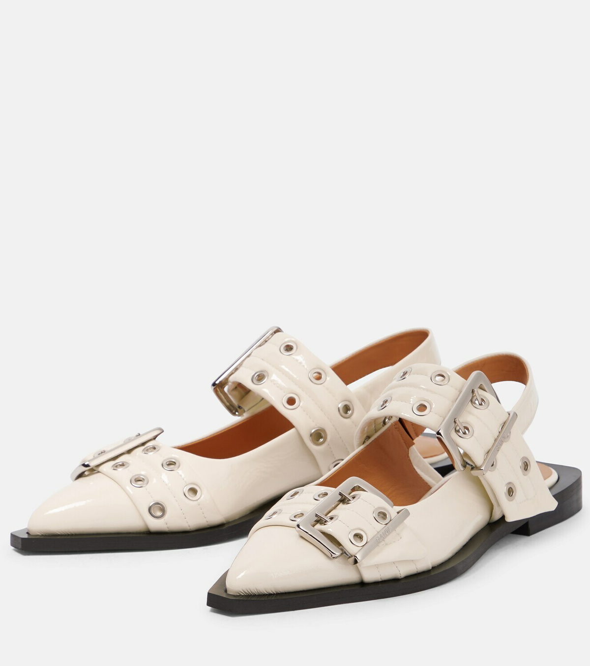 Ganni - Embellished leather ballet flats GANNI