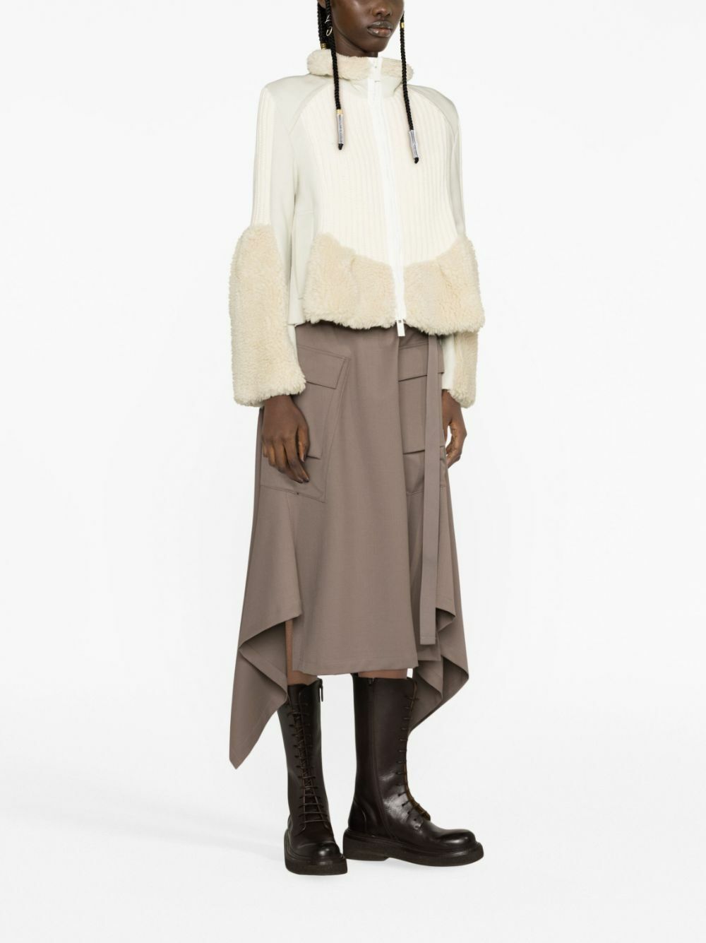 SACAI - Shearling-trim Ribbed Jacket Sacai