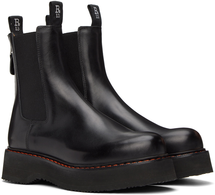 R13 Black SIngle Stack Boots R13