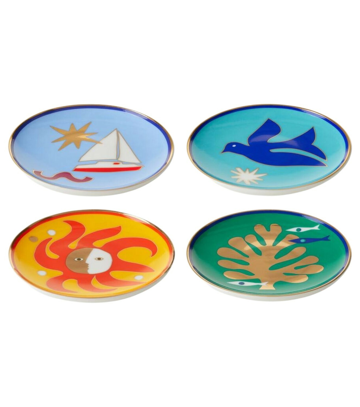 Jonathan Adler Playa set of 4 porcelain coasters Jonathan Adler