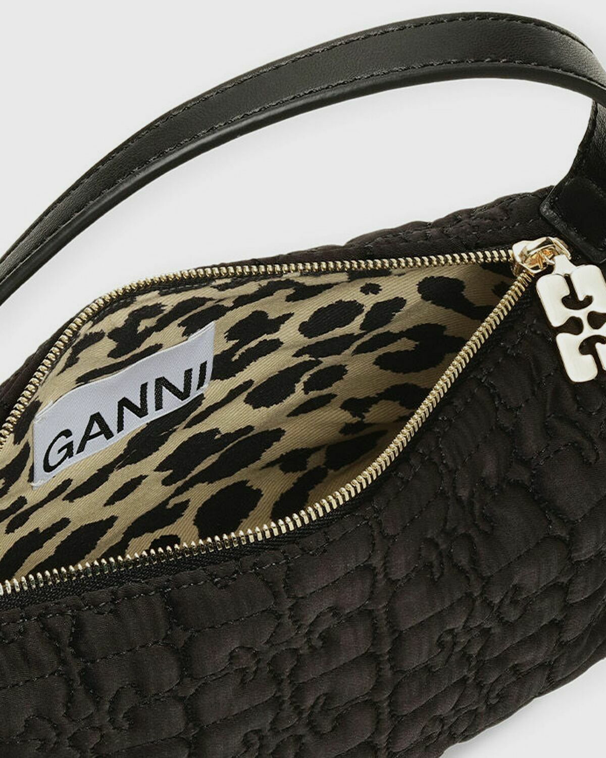 Ganni Butterfly Small Pouch Satin Black Bags GANNI