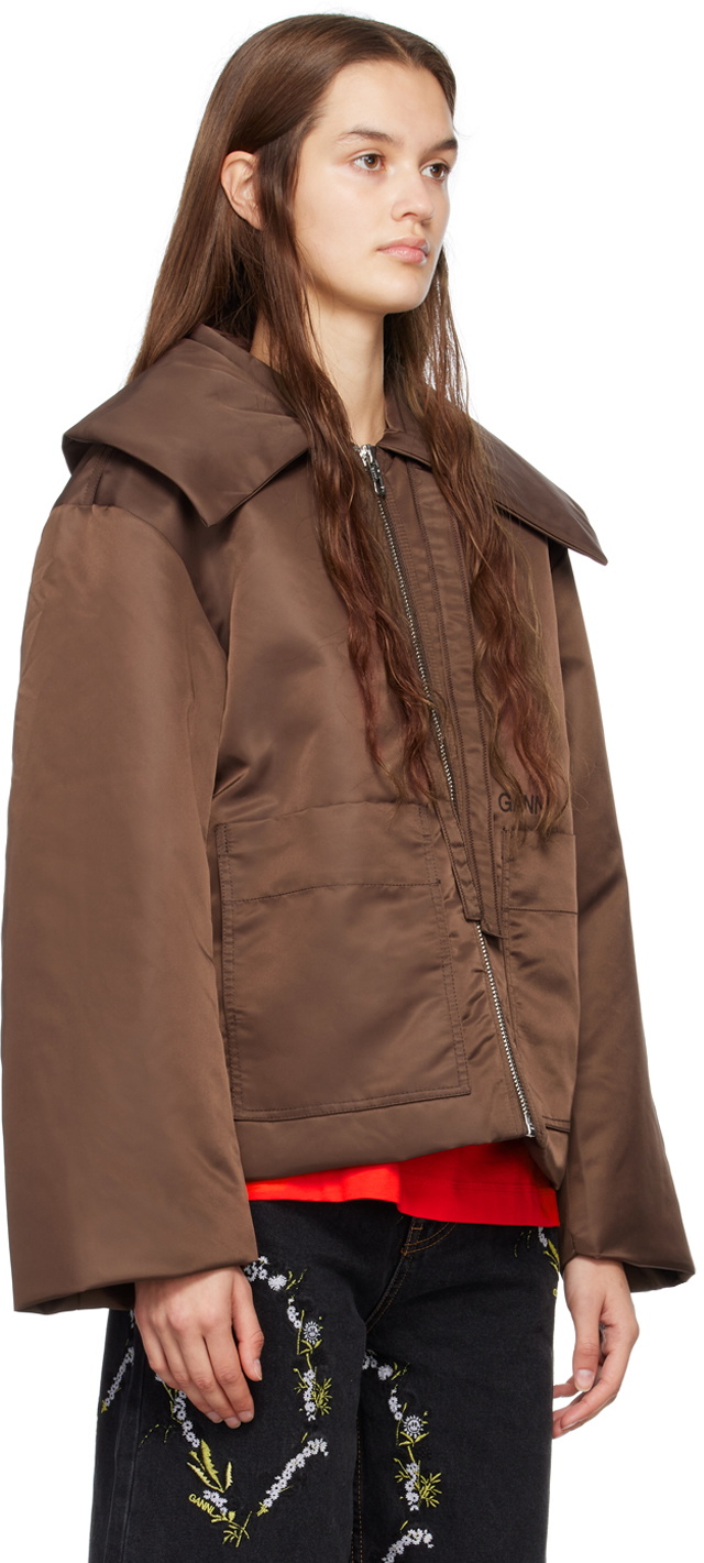 GANNI Brown Big Collar Jacket GANNI GANNI Brown Big Collar Jacket GANNI