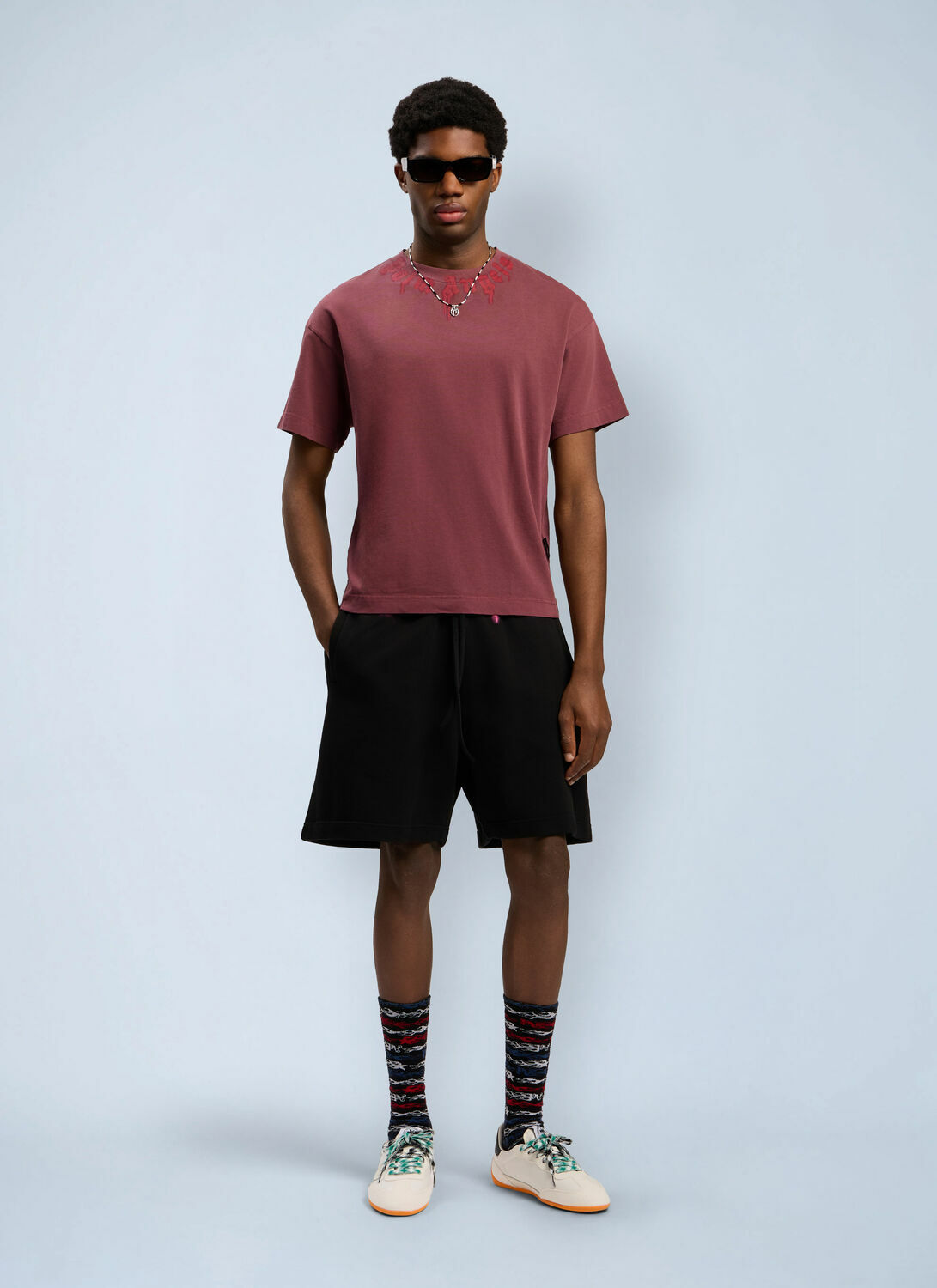 Palm Angels Neck Logo Regular T-Shirt Palm Angels