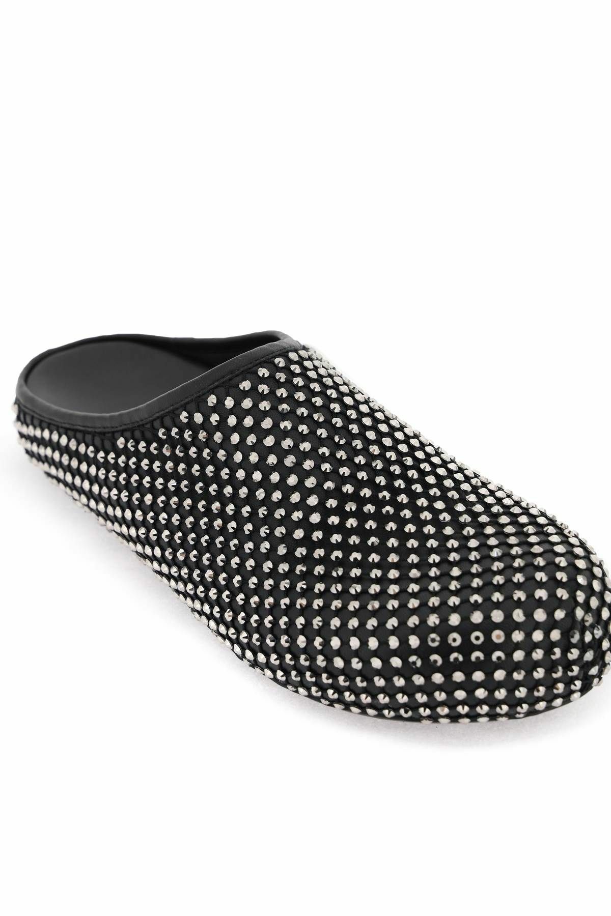 MARNI leather fussbett clogs with rhinestones Black Marni