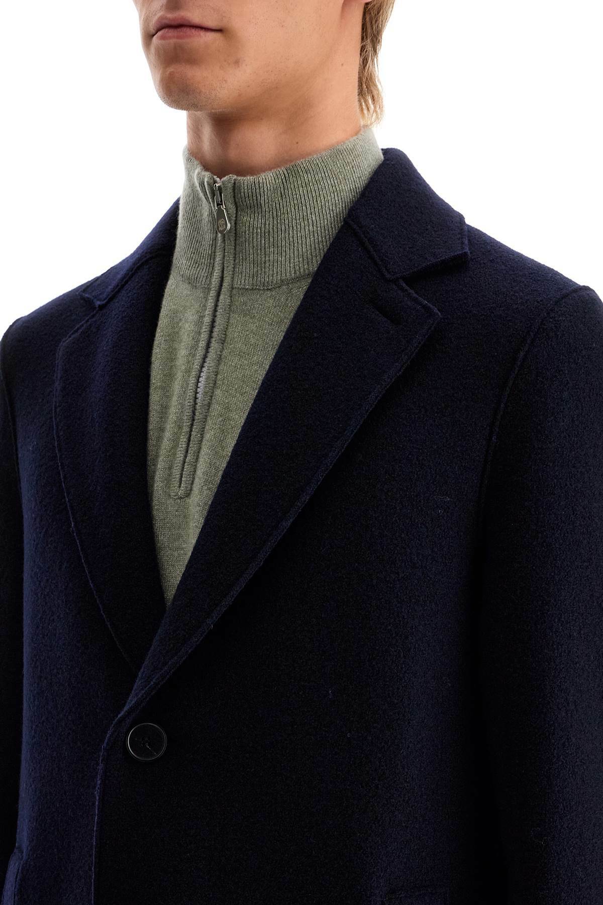 HARRIS WHARF LONDON single-breasted wool coat in boiled Blue Harris ...