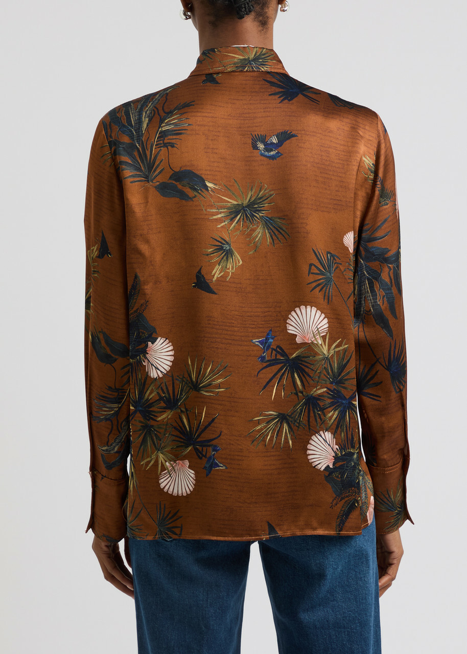 Forte_forte The Sacred Forrest Printed Satin Shirt Brown Forte Forte