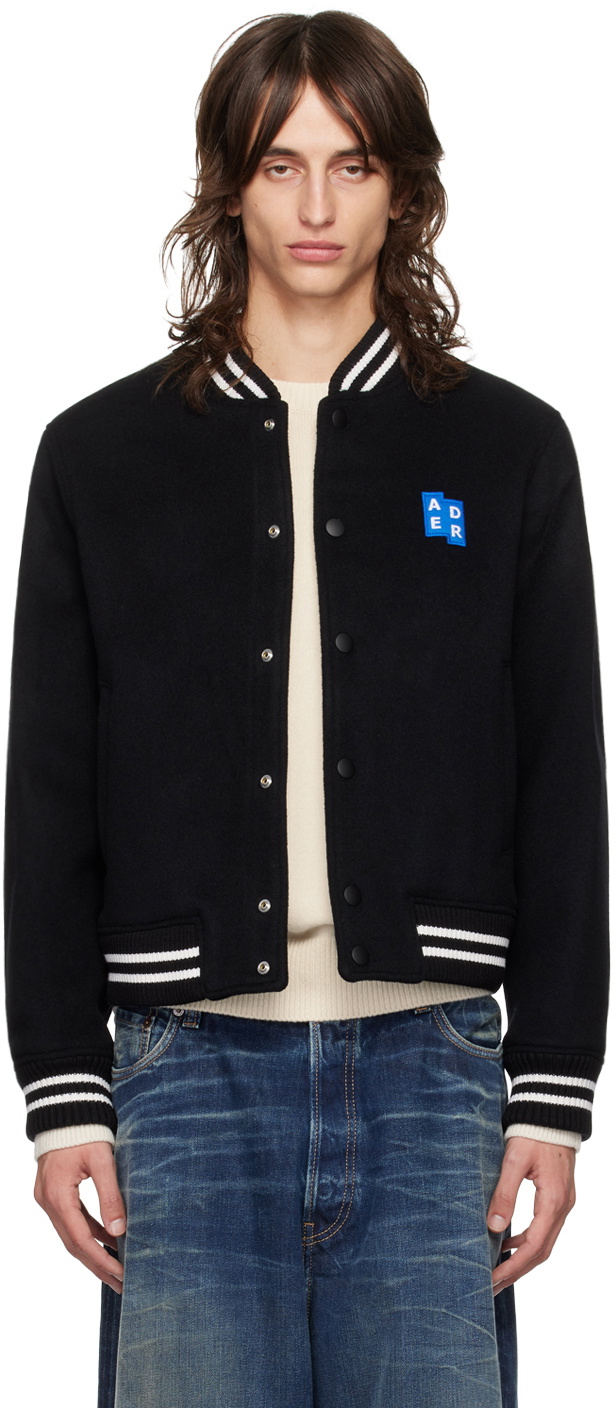 ADER error Black TRS Tag Varsity Bomber Jacket ADER error