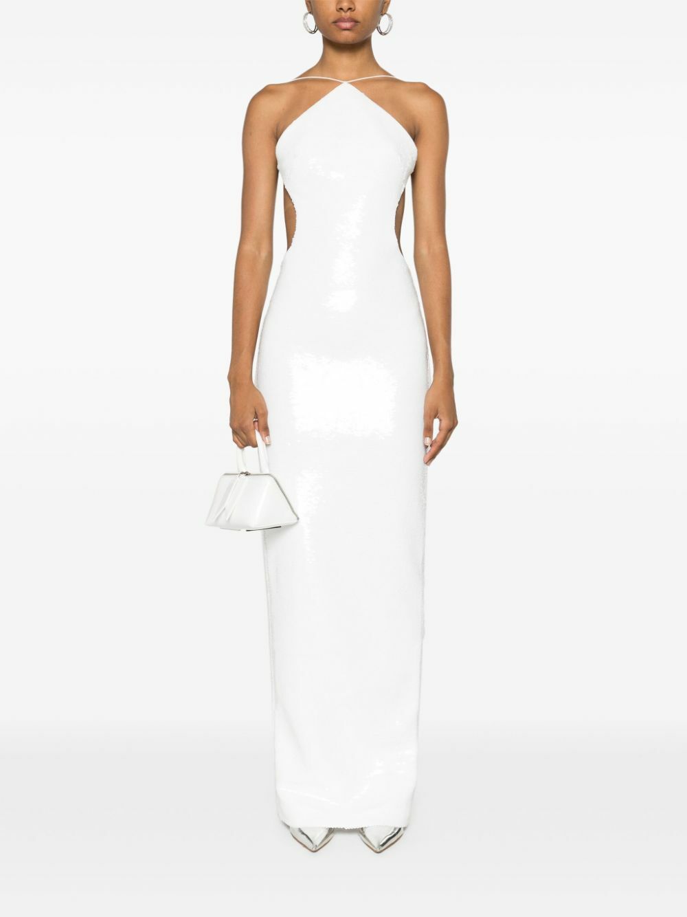 Mônot White Sequinned Gown Monot