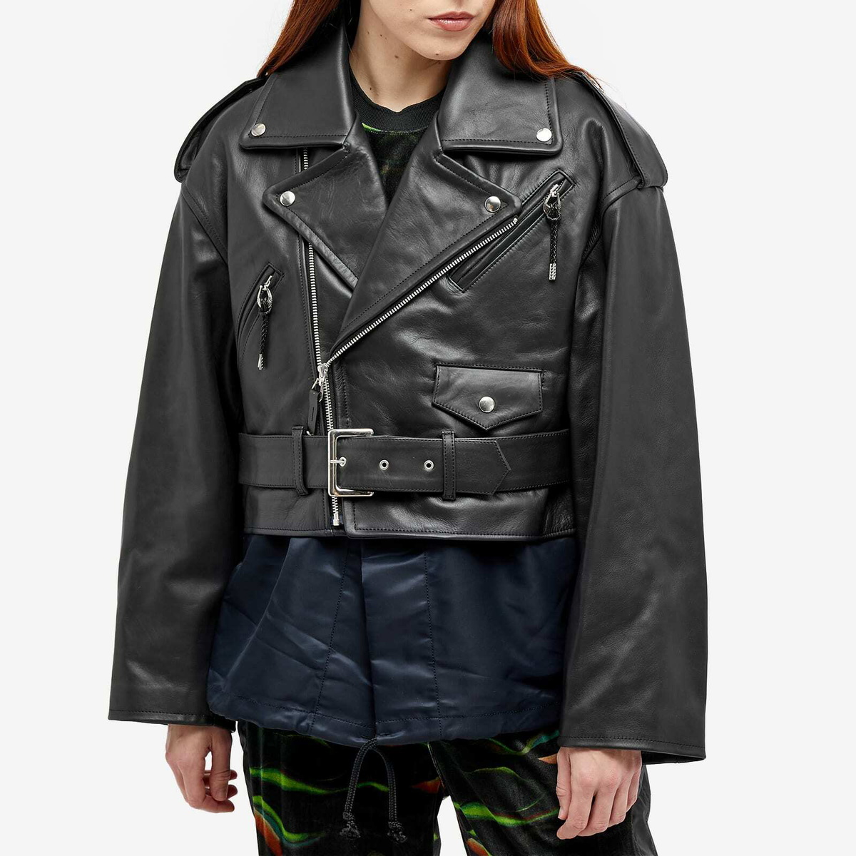 TOGA Women's Leather Jacket in Black Toga Pulla