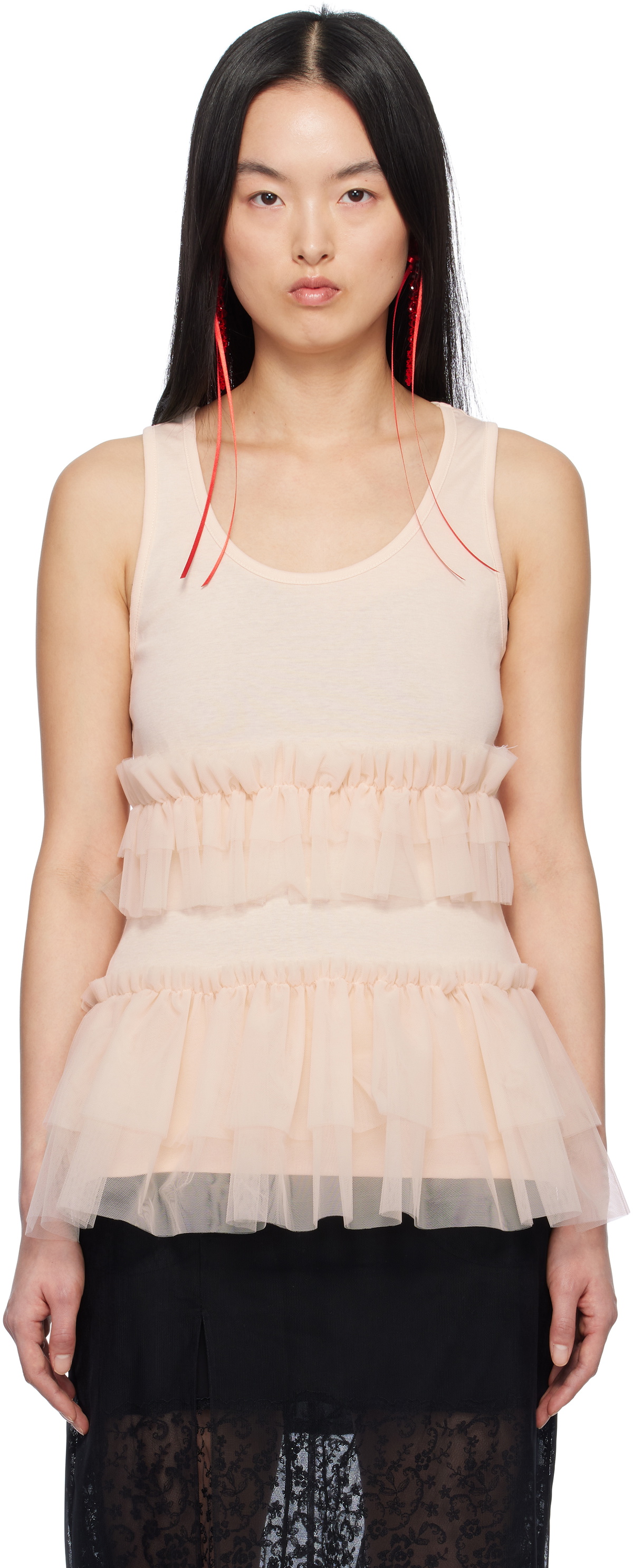 Simone Rocha Pink Tutu Hem Tank Top Simone Rocha