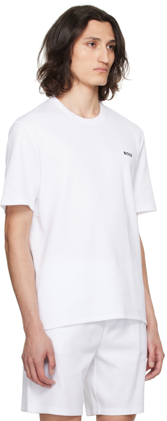 BOSS White Embroidered T-Shirt BOSS