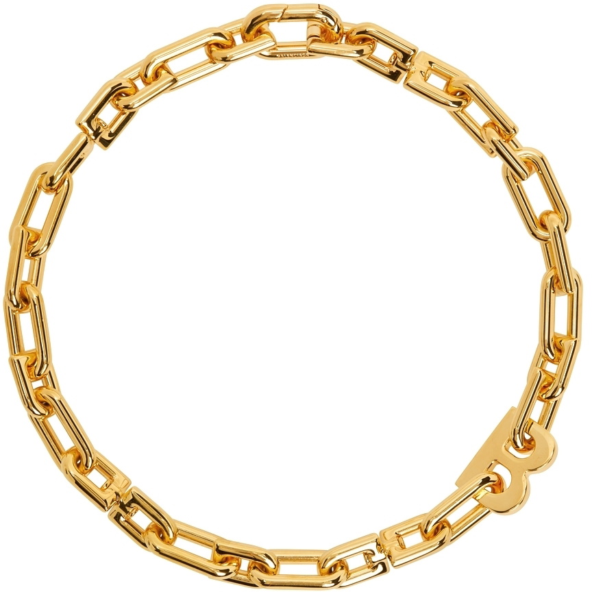 Balenciaga Gold Thin B Chain Necklace Balenciaga