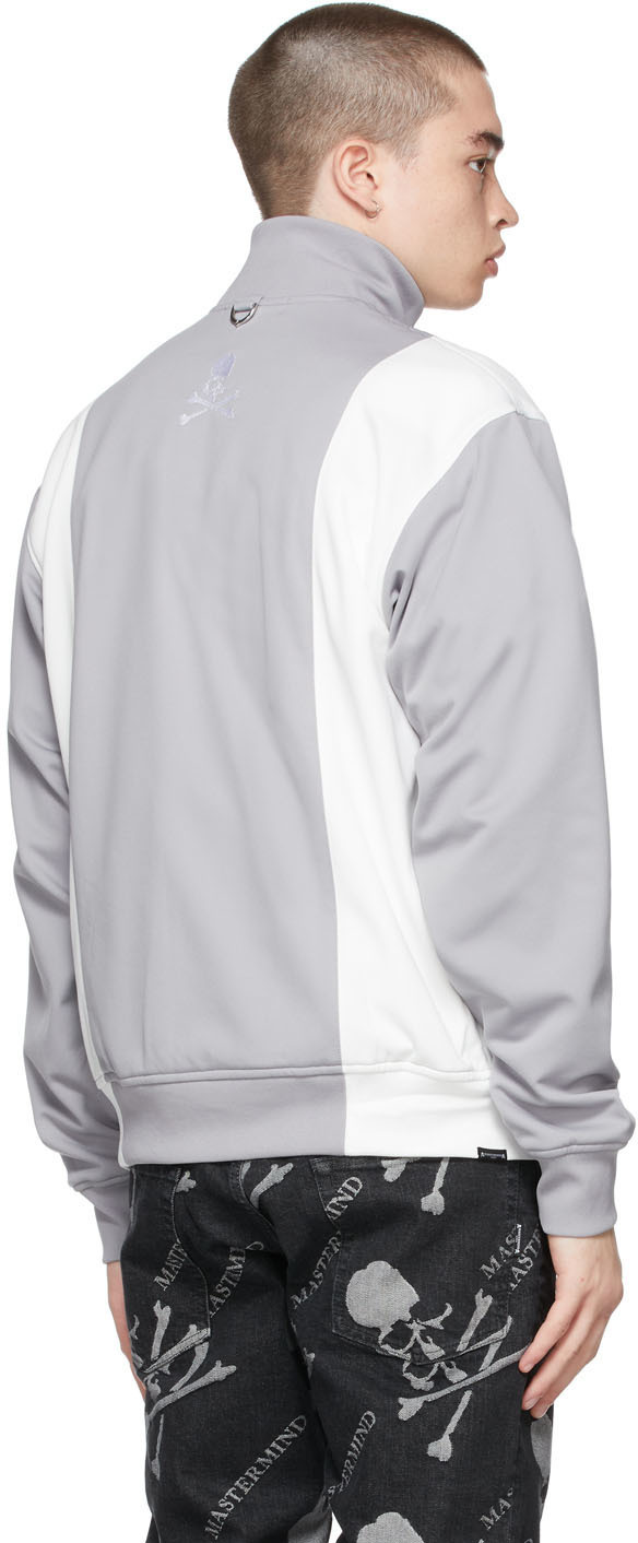 mastermind WORLD Grey & White 2 Color Track Jacket MASTERMIND WORLD
