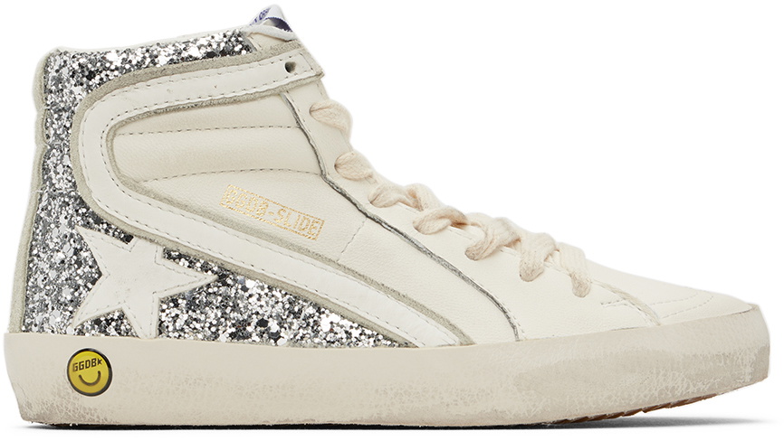Golden Goose Kids White & Silver Slide Sneakers Golden Goose Deluxe Brand
