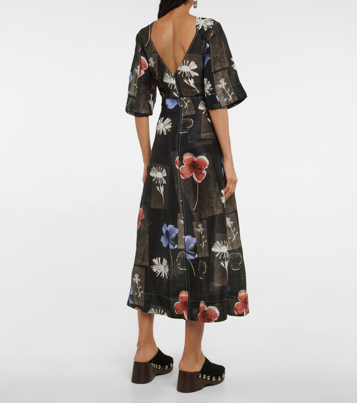 Ganni - Floral linen and silk maxi dress GANNI