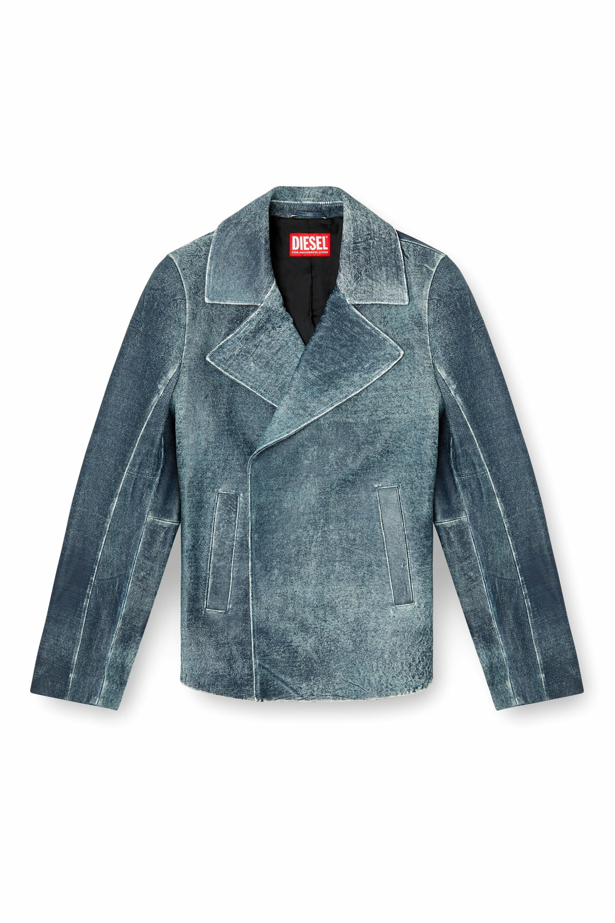 Diesel Jacket in denim-treated leather - Leather jackets Mens in Blue ...