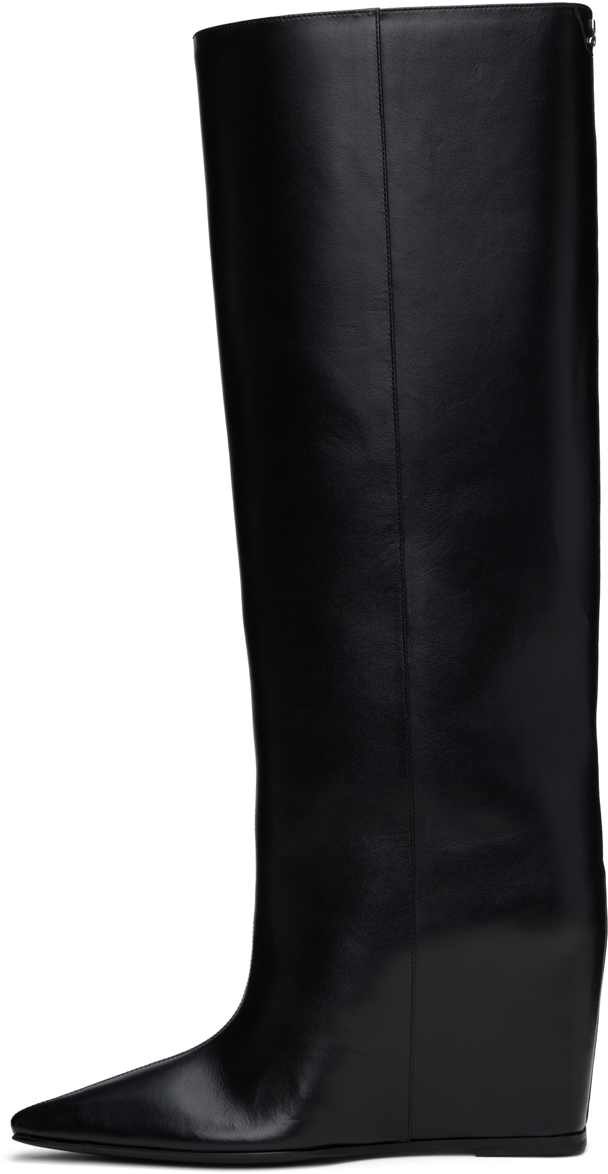 Courrèges Black Astro Wedged Leather Tall Boots Courreges