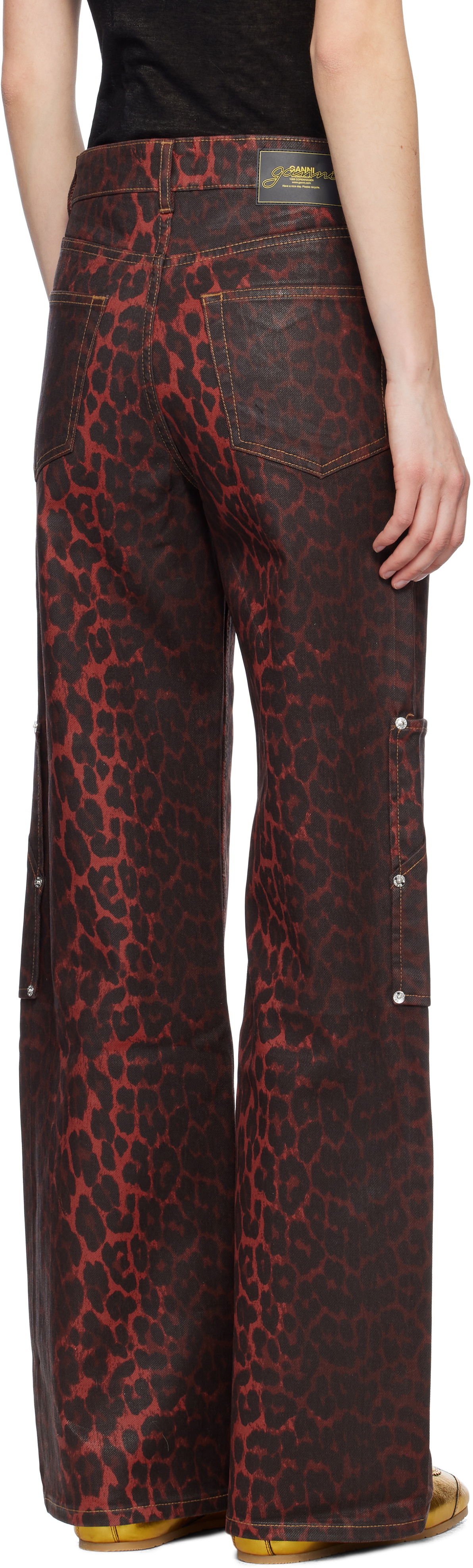 GANNI Red Foil Andi Cargo Jeans GANNI