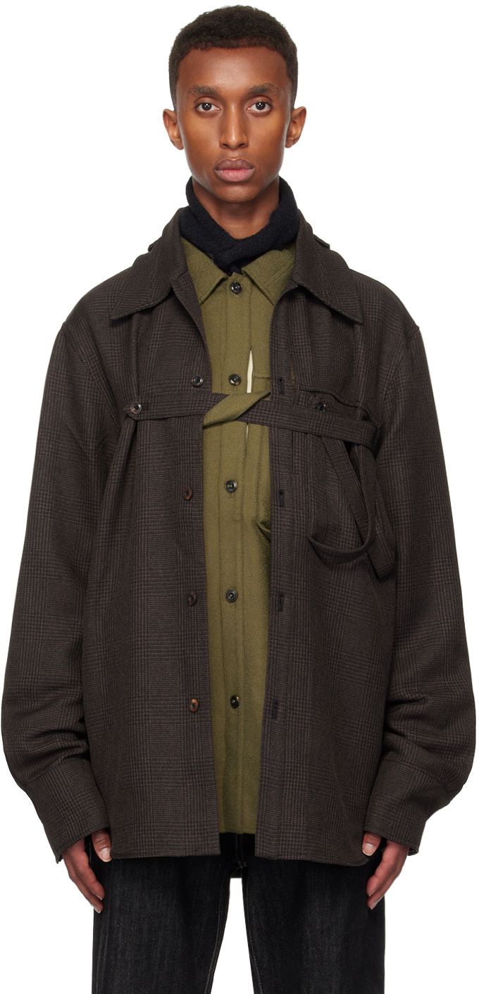 NULLUS Brown X Pocket Strap Shirt NULLUS