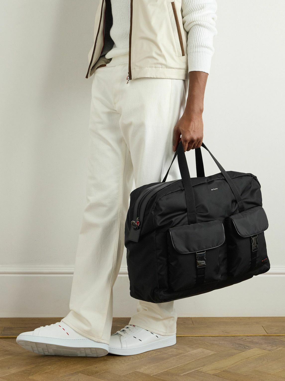 Kiton - Leather-Trimmed Nylon Briefcase Kiton