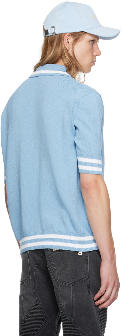 Balmain Blue Signature Embroidery Polo Balmain